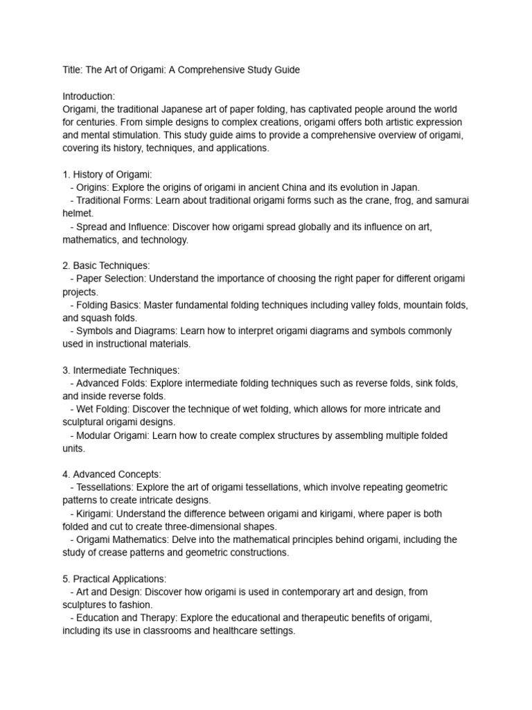 origami study guide | PDF | Origami