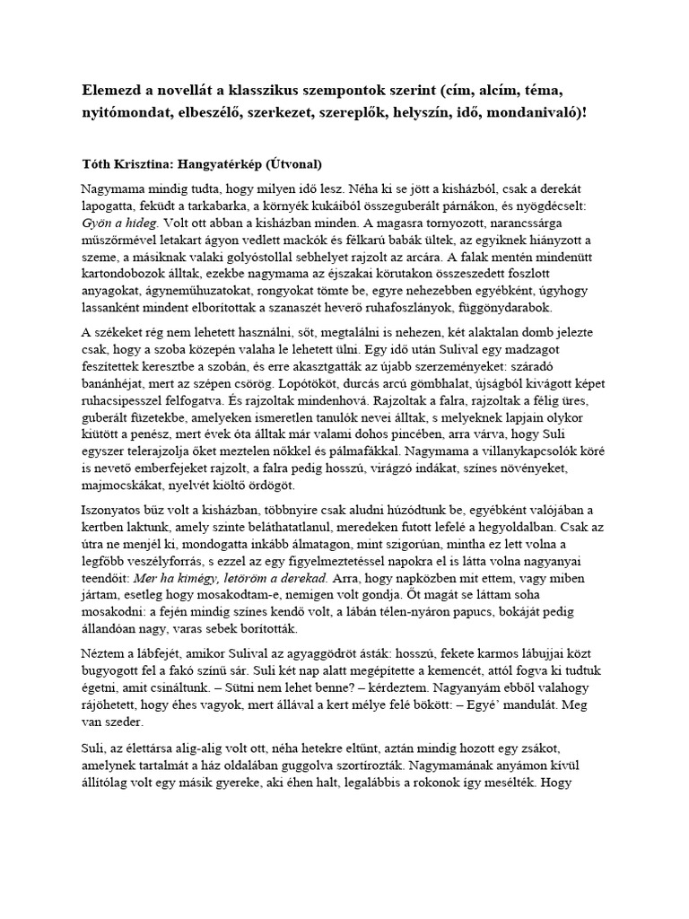 Hangyatérkép A Novella Elemzés | PDF