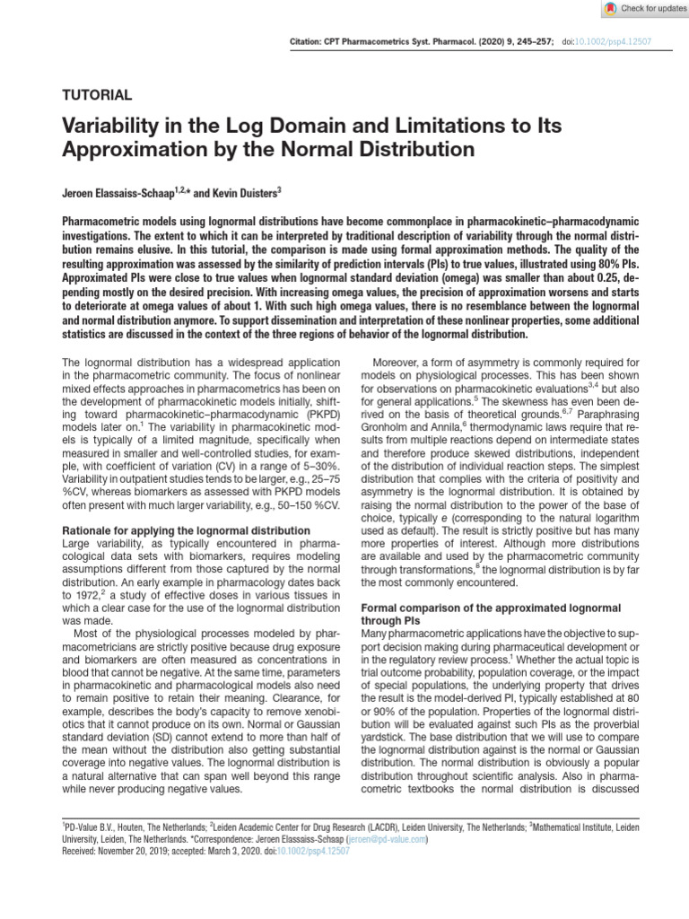 Variability in The Log Domain and Limitations To Its Approximation - CPT Pharmacom Syst Pharma ...
