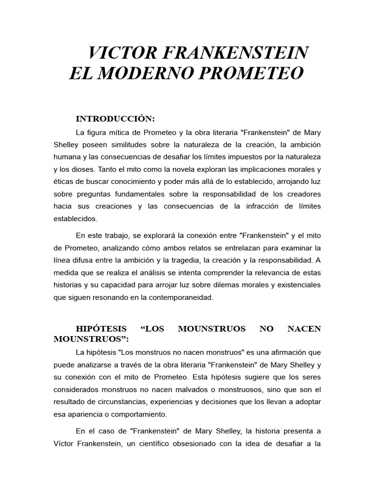 Frankestein y Prometeo | PDF | Frankenstein