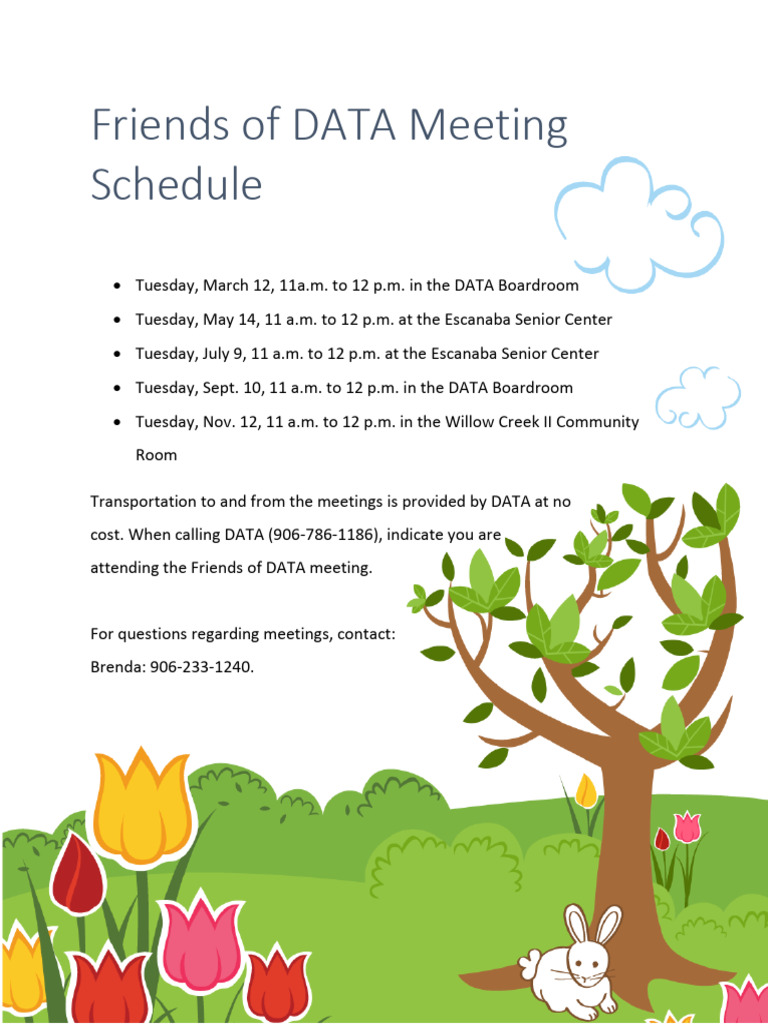 Friends of Data Meeting Schedule | PDF | Home & Garden