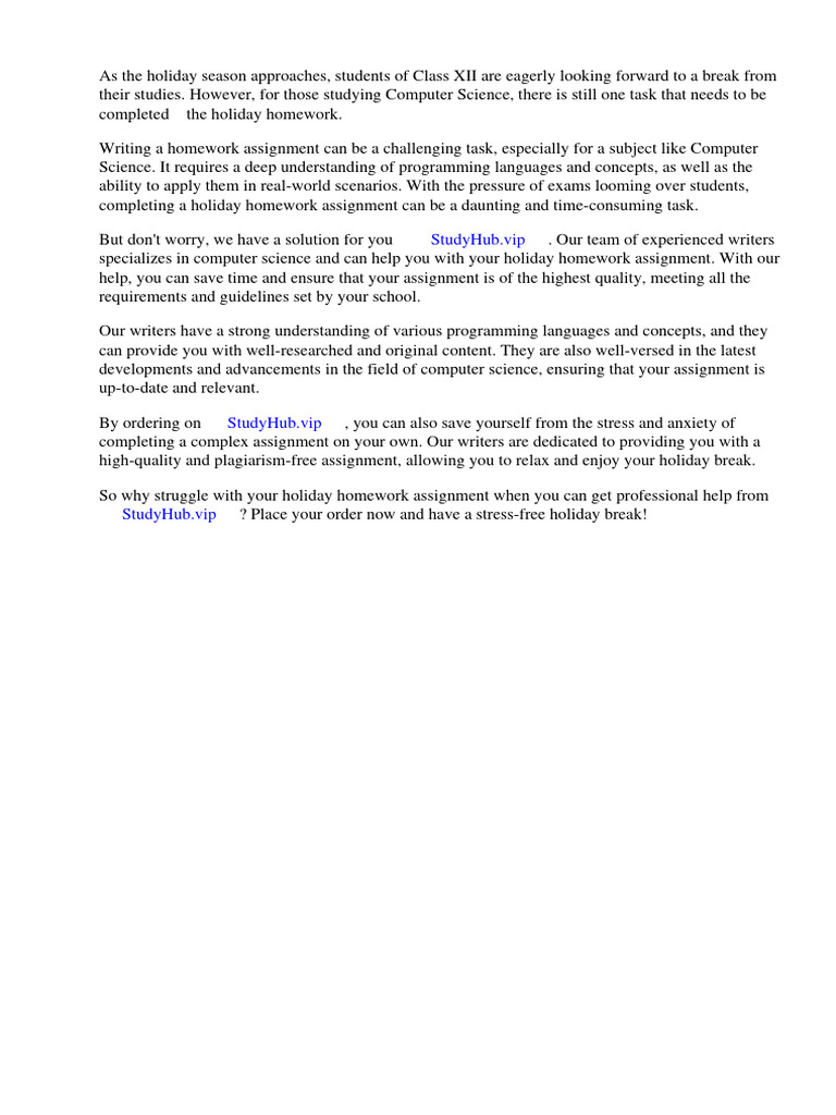 Holiday Homework Computer Science Class Xii Pdf Worksheet Computer Science