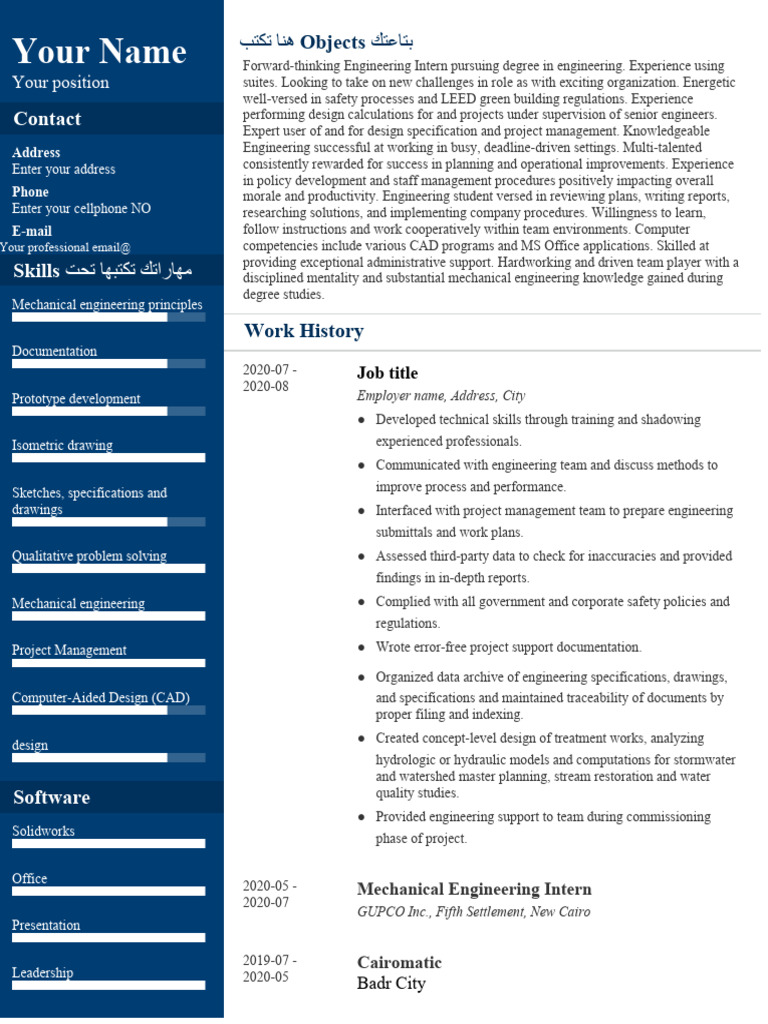 CV Template | PDF | Engineering | Mechanical Engineering