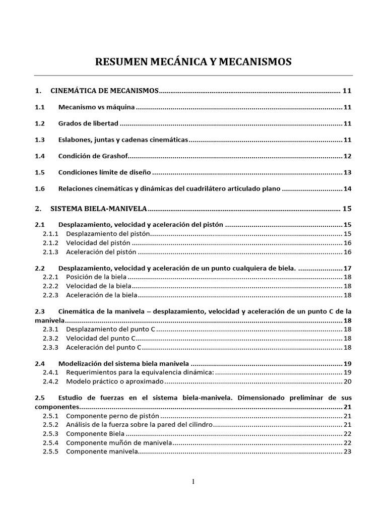 Mecánica y mecanismos - Resumen Final - Teoría | PDF | Rodamiento (Mecánico) | Engranaje