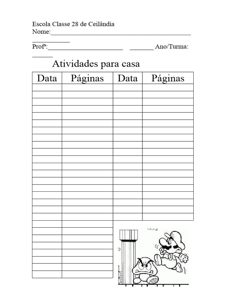 TABELA DEVER DE Casa | PDF