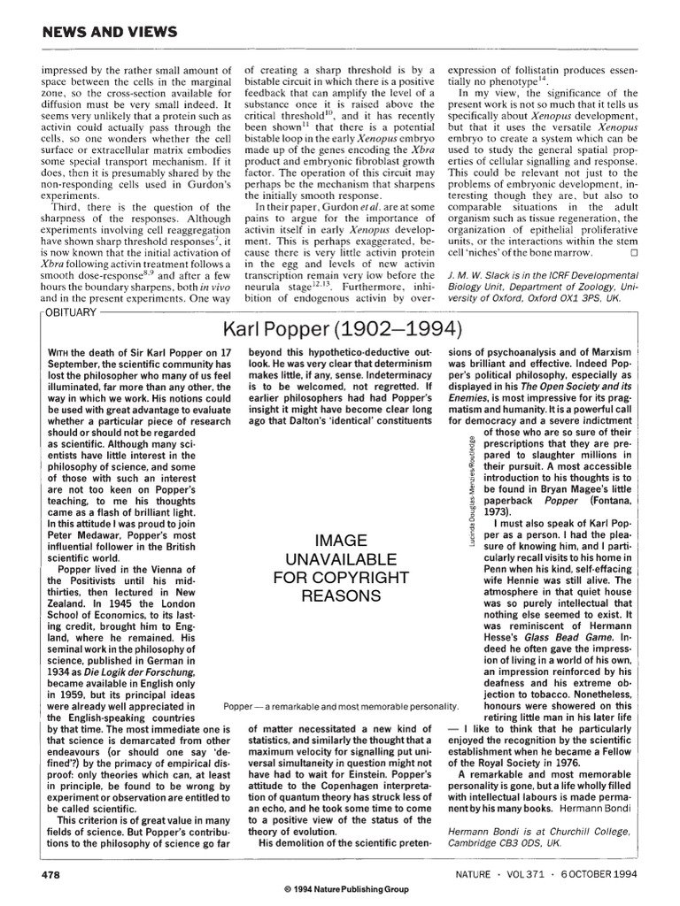 Bondi, H. Karl Popper (1902-1994) | PDF | Karl Popper | Fibroblast