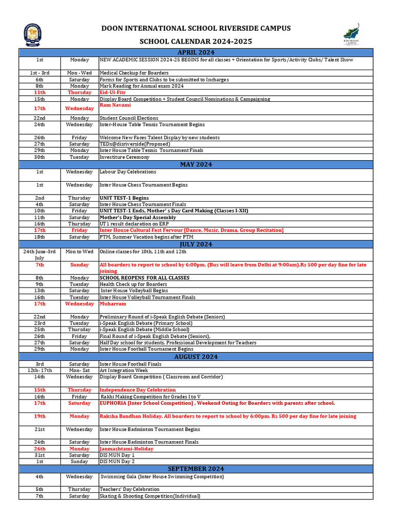 DIS Calendar (1) | PDF