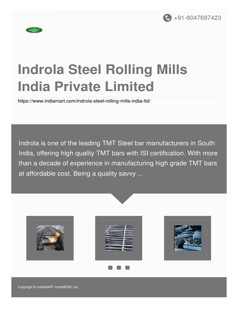 Indrola TMT Steel Bars in Coimbatore | PDF