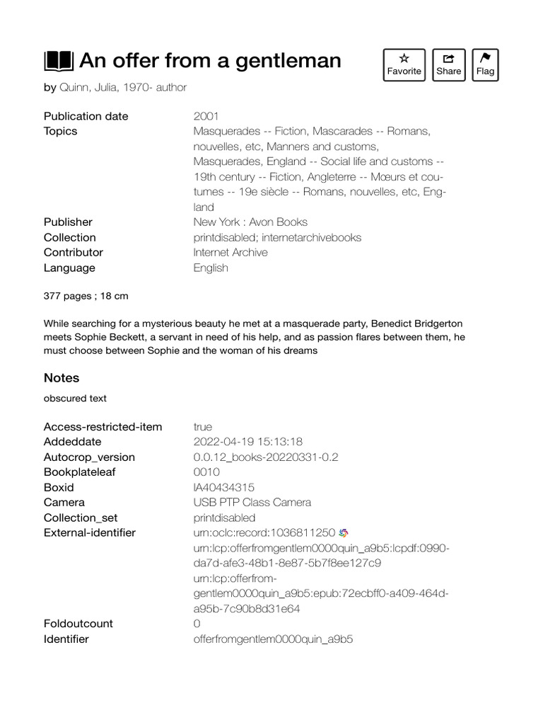 An Offer From A Gentleman - Quinn, Julia, 1970 - Author - Free Download ...