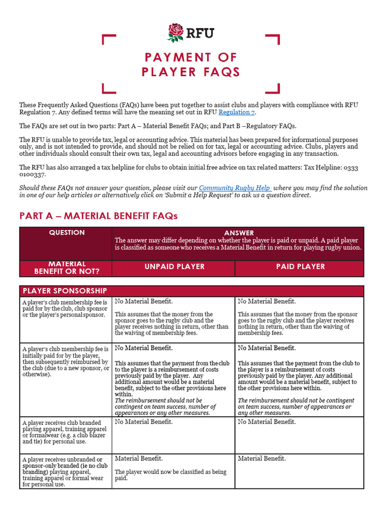 RFU Regulation 7 Compliance FAQs | PDF | Insurance | Economies