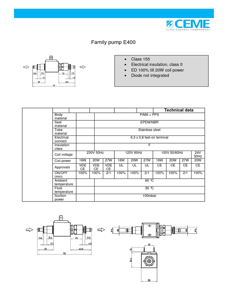 Technical Specification E400.635899399773150690 | PDF | Pump | Electromagnetism