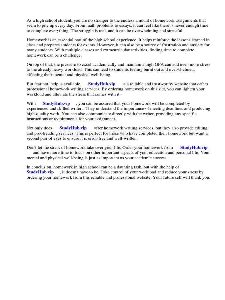 Homework High School | PDF | Homework | Teachers