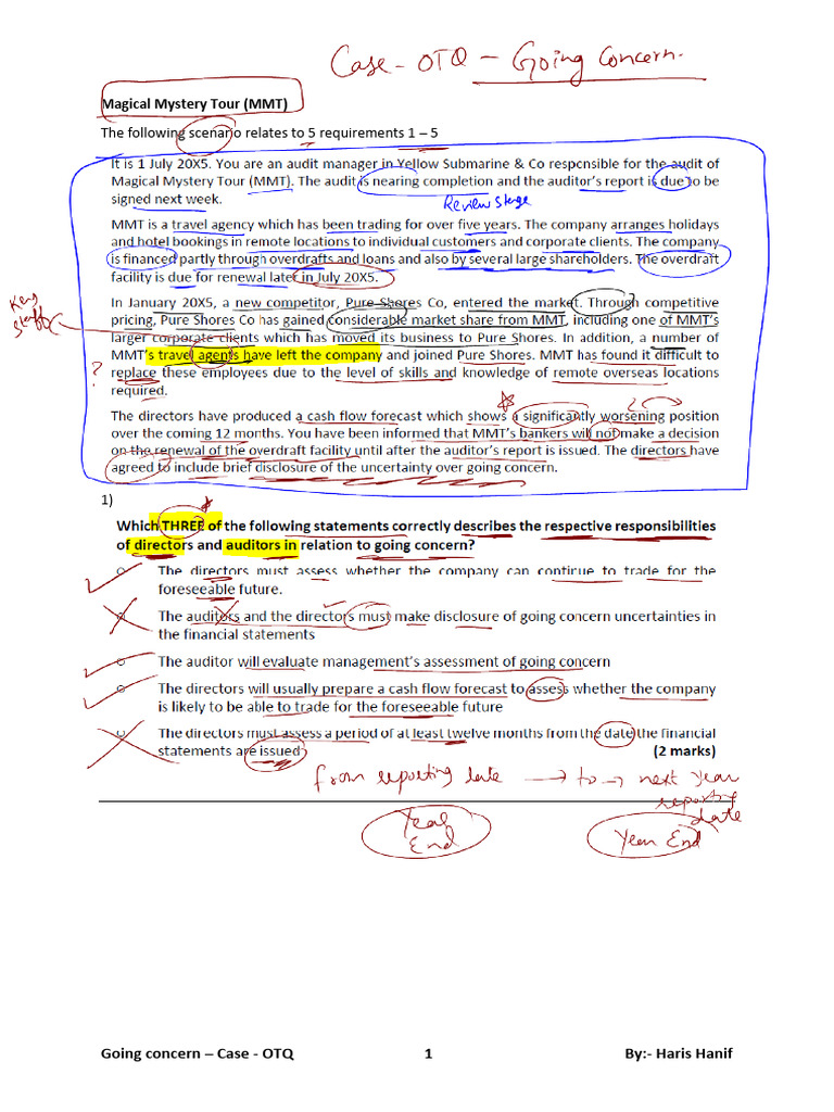 Going Concern Analysis Case Study | PDF