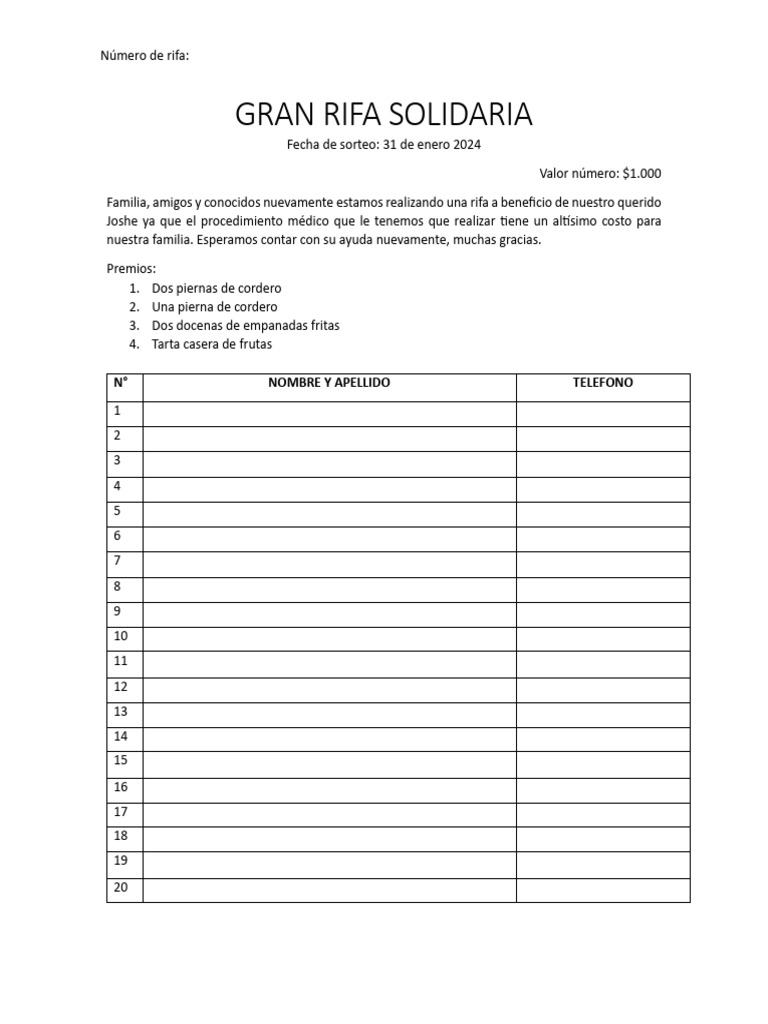 Gran Rifa Solidaria 2 | PDF