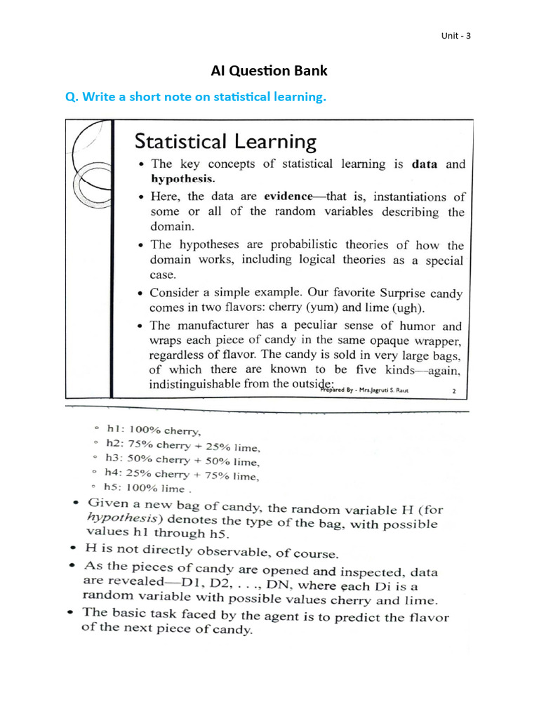 AI Unit-3 Question Bank Ans | PDF | Statistics | Applied Mathematics