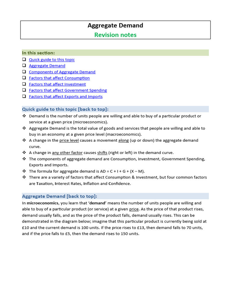 Aggregate-Demand---Revision-Notes | PDF | Aggregate Demand | Demand