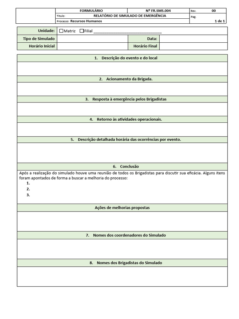 Relatório de Simulado de Emergência | PDF