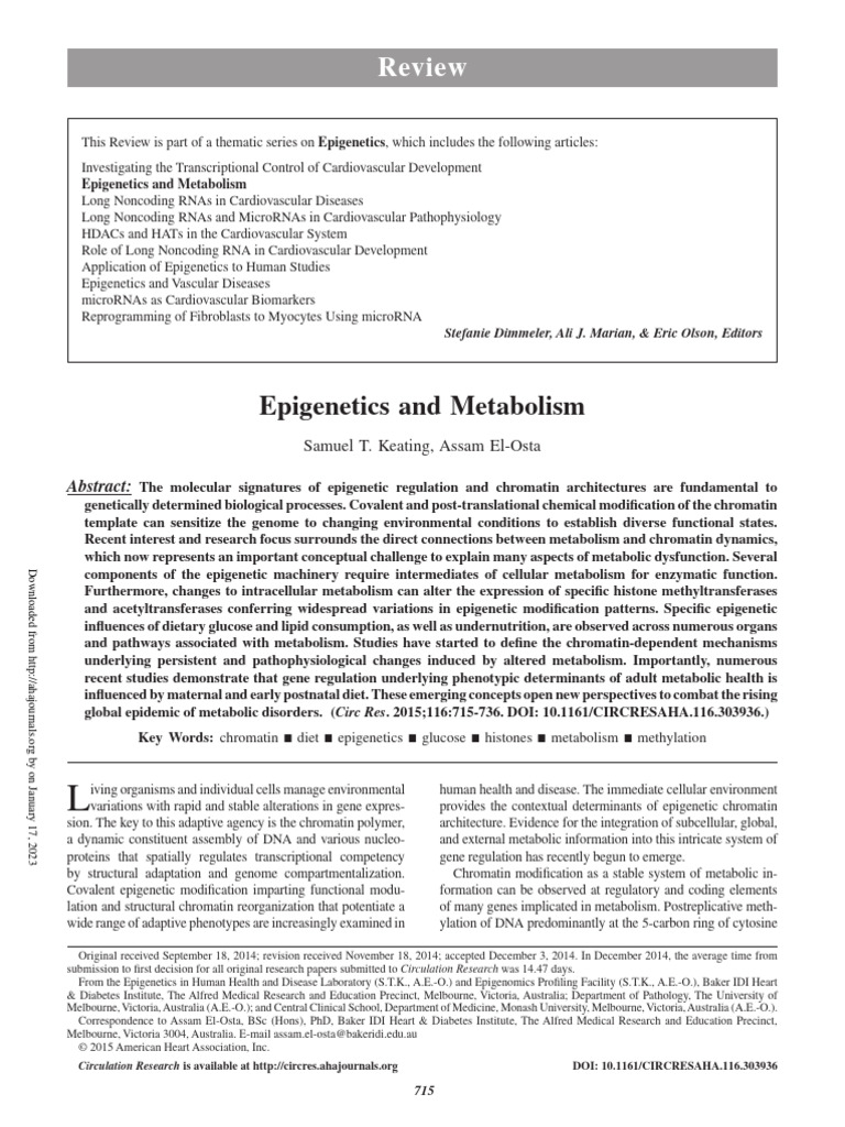 Epigenetics and Metabolism | PDF | Epigenetics | Chromatin