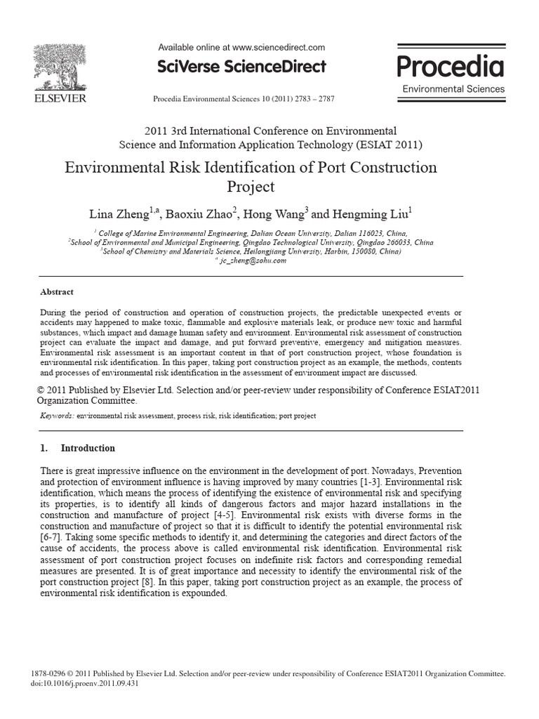 Environmental Risk Identification of Port Construction | PDF | Risk ...