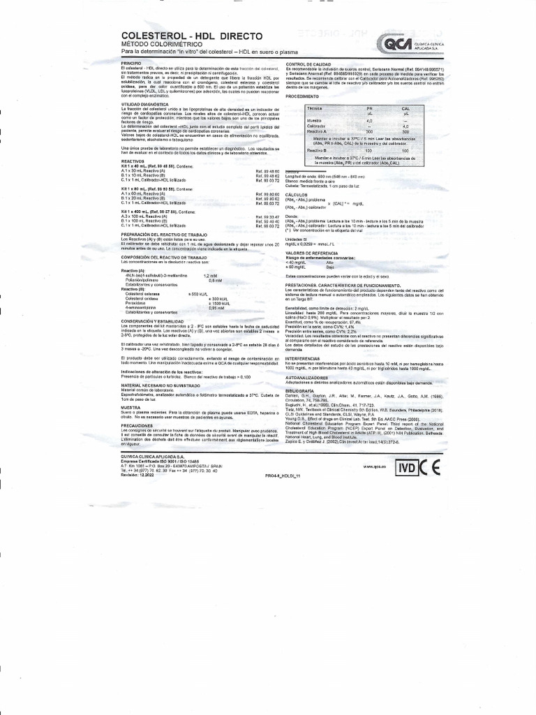 Colesterol HDL | PDF