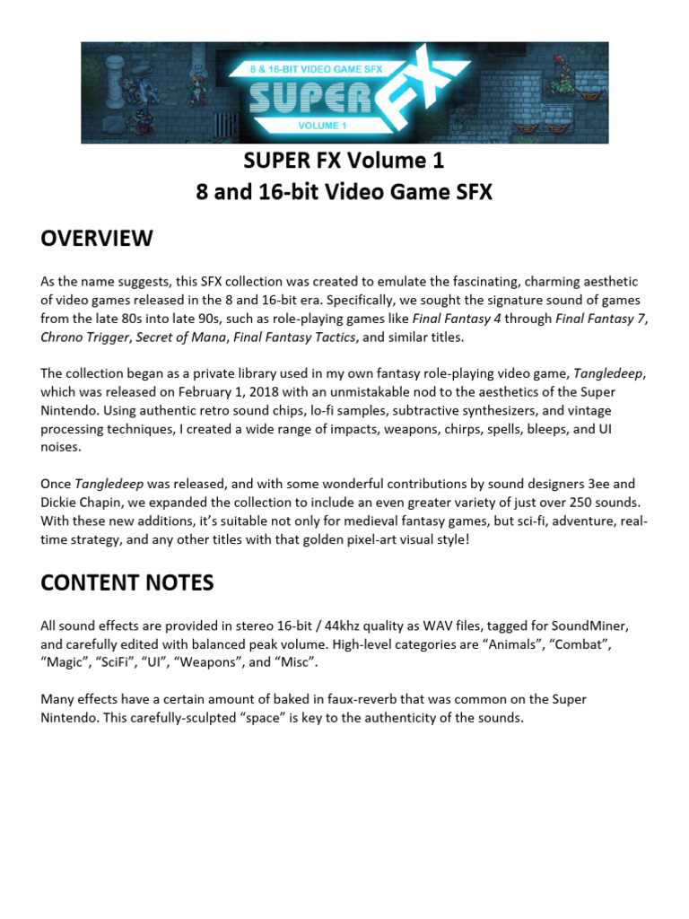 Retro Game SFX Collection | PDF