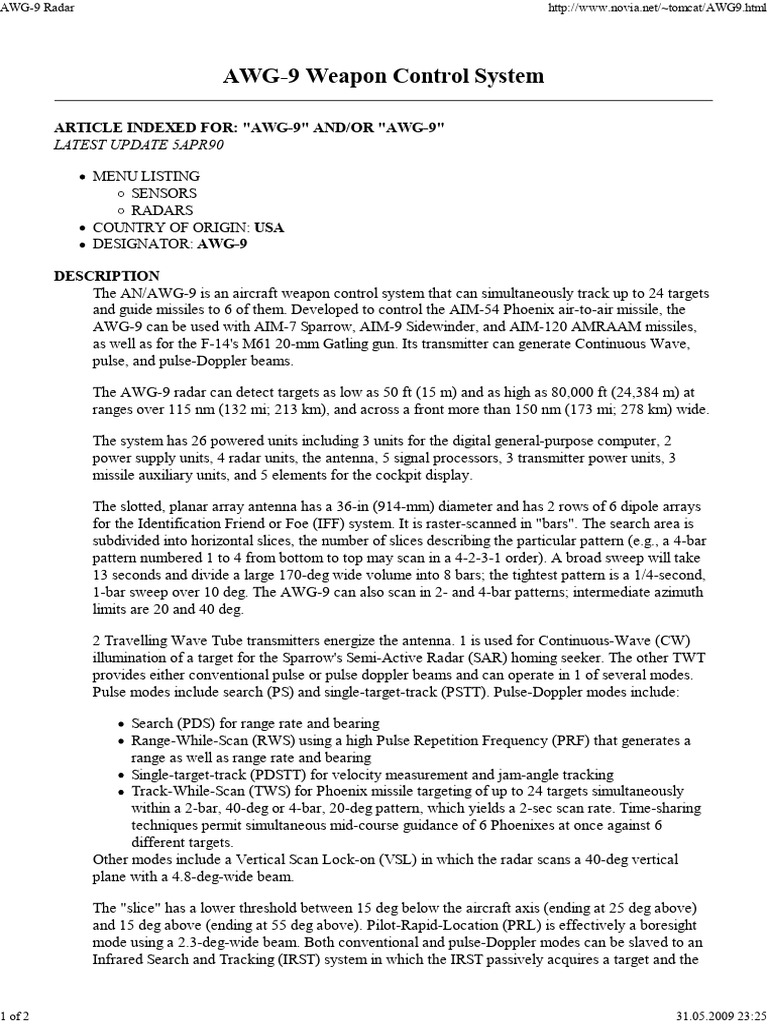 AWG-9 Radar | PDF | Radar | Radio Spectrum