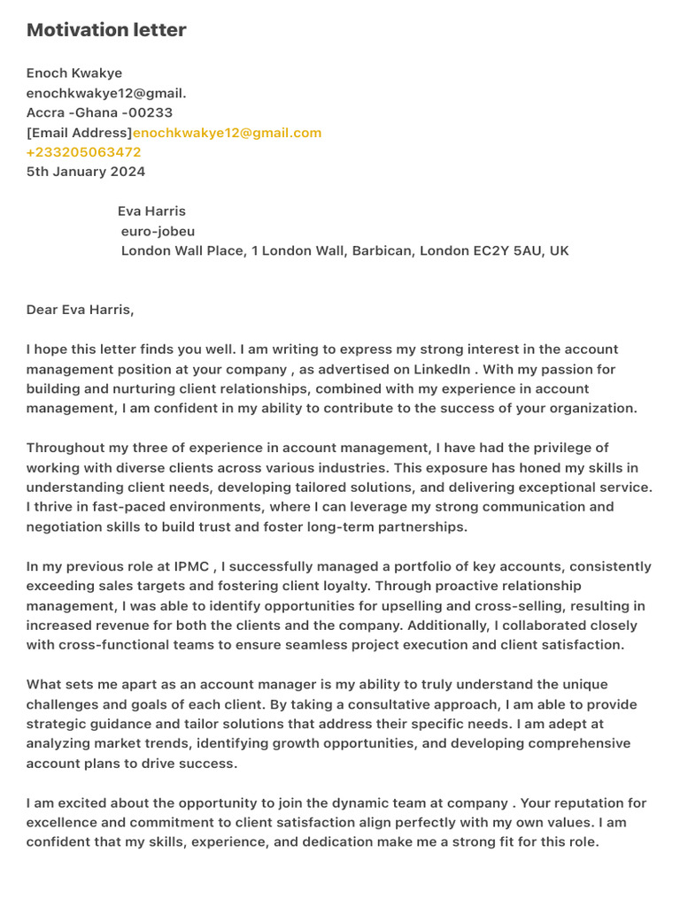 Motivation letter | PDF | Motivation | Motivational