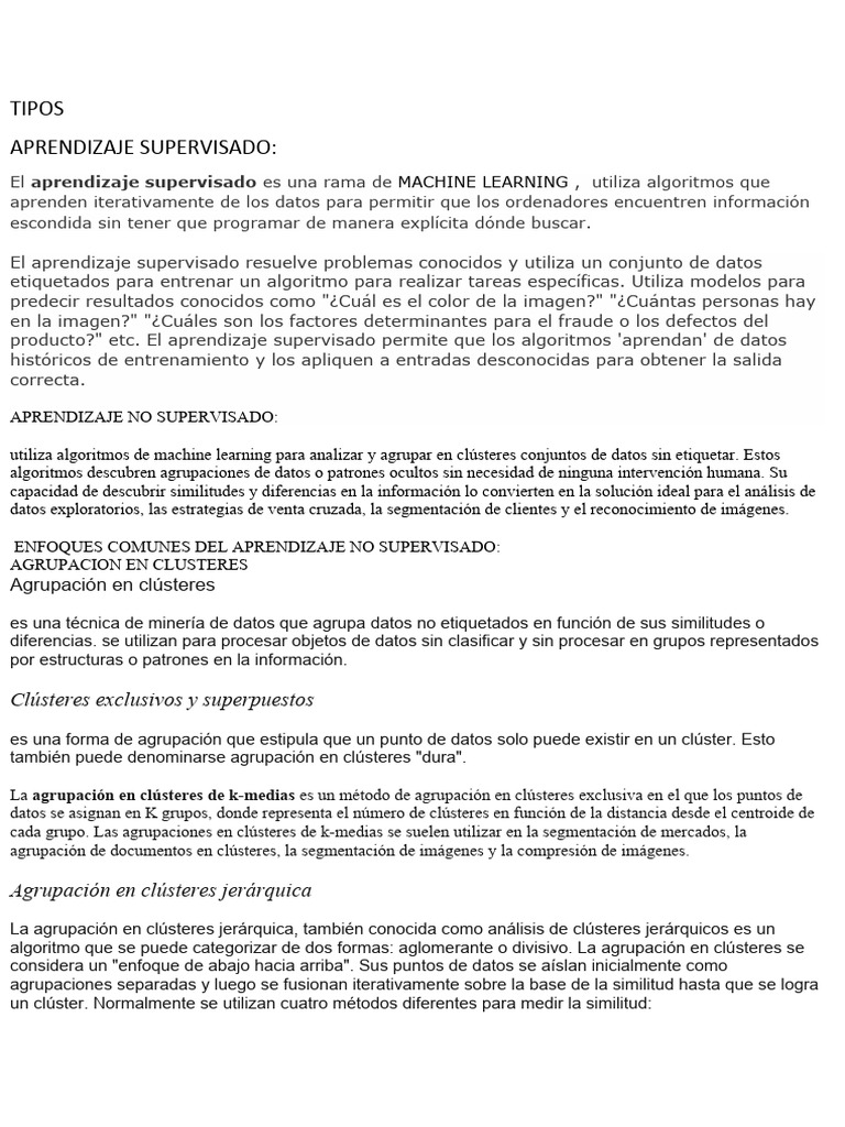 Tipos de Machine Learning | PDF | Aprendizaje automático | Algoritmos