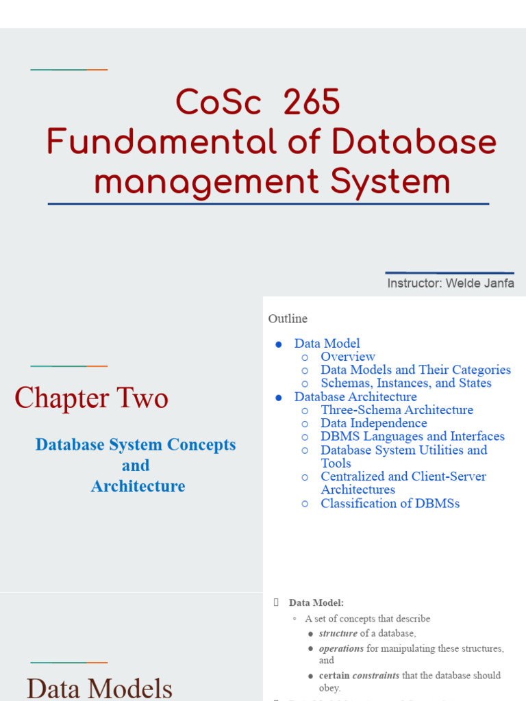 CoSc 265 FDMS - Chapter Two | PDF | Databases | Data Model