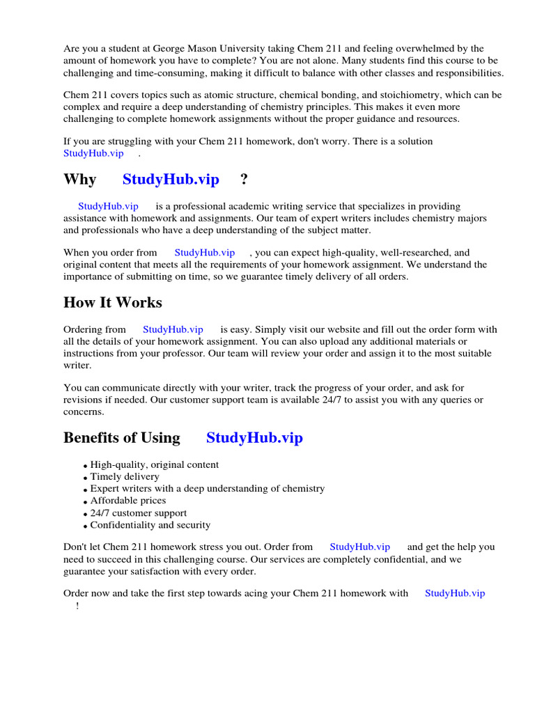 Chem 211 Gmu Homework | PDF | Chemistry | Molecules