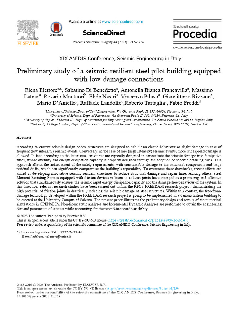Seismic Resilience in Steel Structures | PDF | Applied And ...
