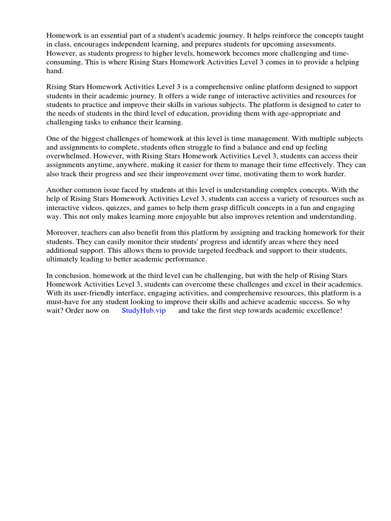 Rising Stars Homework Activities Level 3 | Download Free PDF | Homework ...
