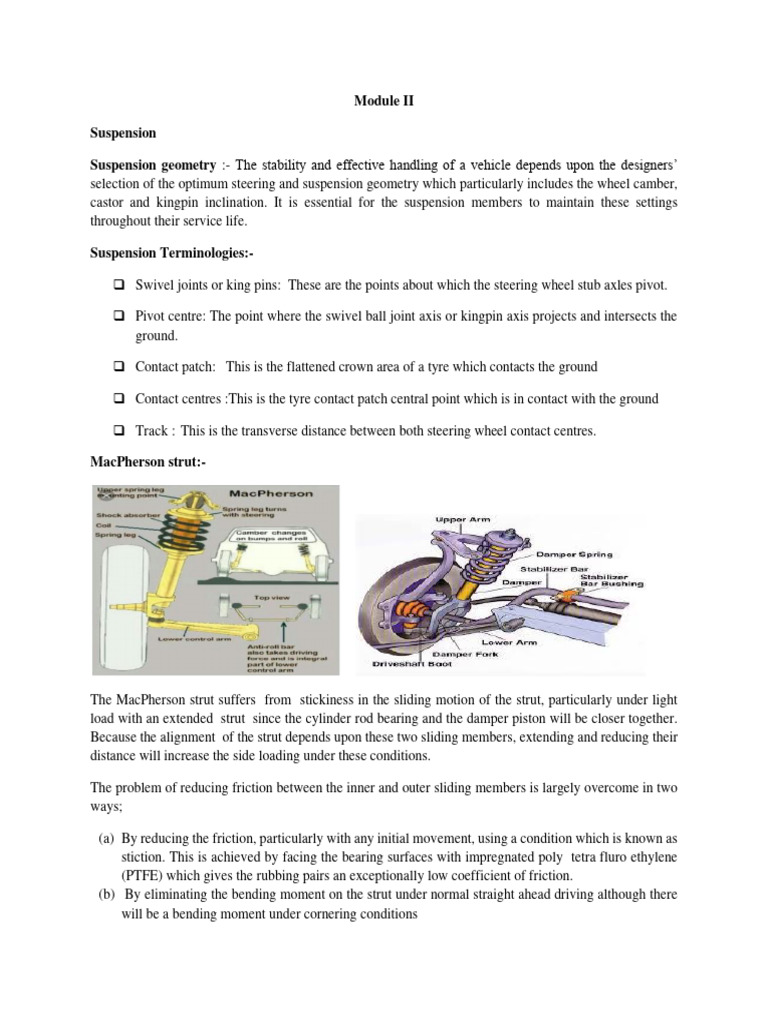 Suspension Geometry and Types Explained | PDF | Transportation ...