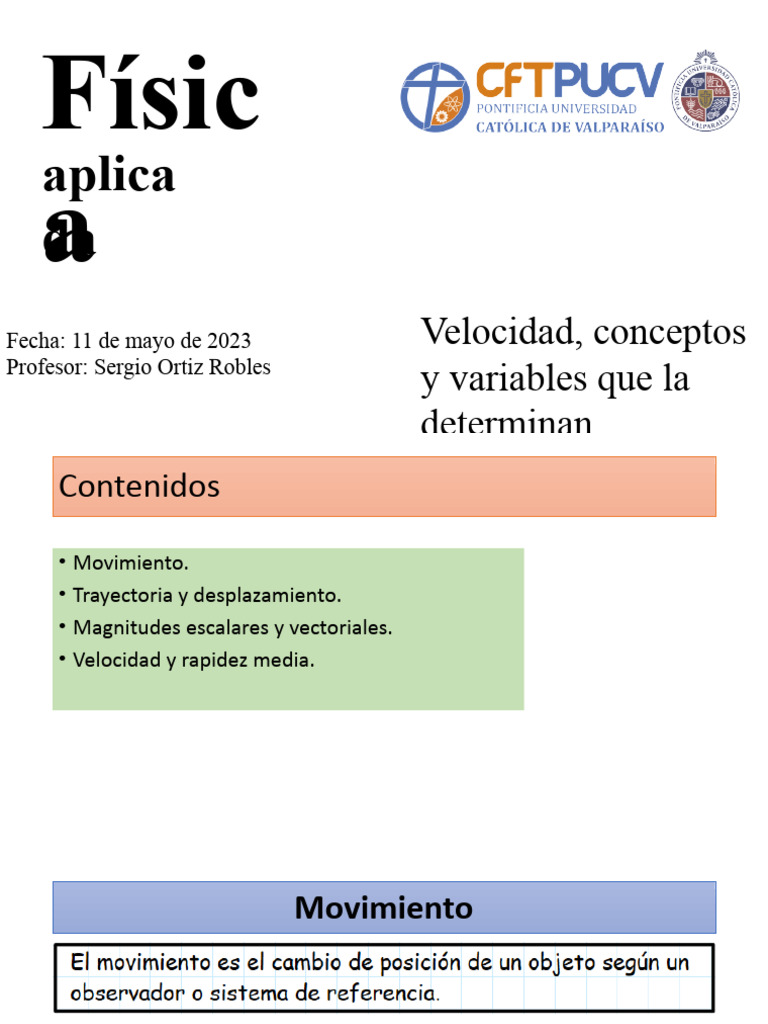 Clase 1 CFT Pucv | PDF | Vector Euclidiano | Velocidad