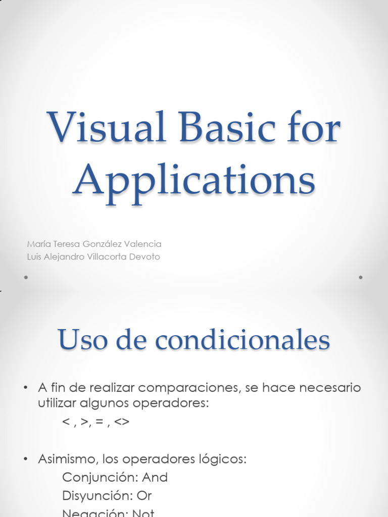 Condicionales en Visual Basic para Aplicaciones | PDF | Informática
