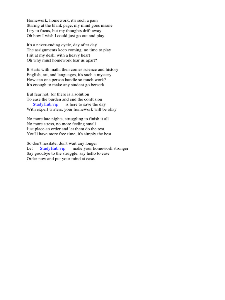 Homework Song | PDF | Homework | Safari (Web Browser)