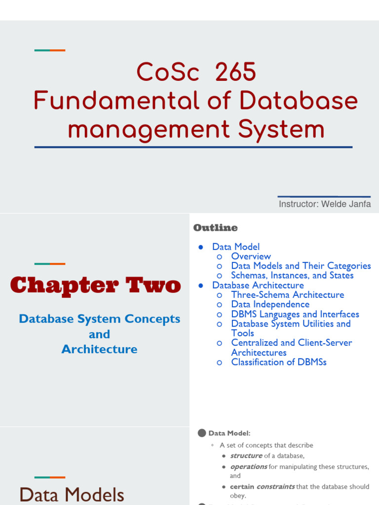 CoSc 265 FDMS - Chapter Two | PDF | Databases | Data Model