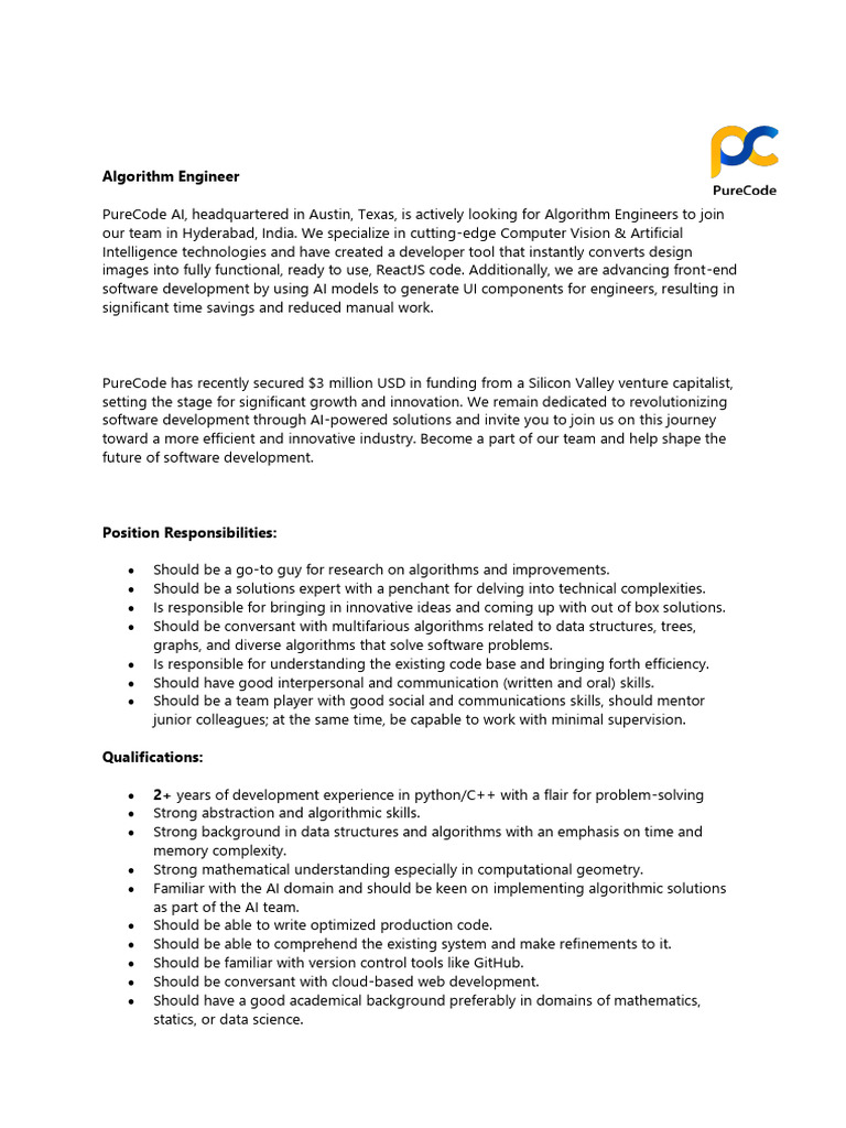 Algorithm Enginner India 2 | PDF | Artificial Intelligence ...