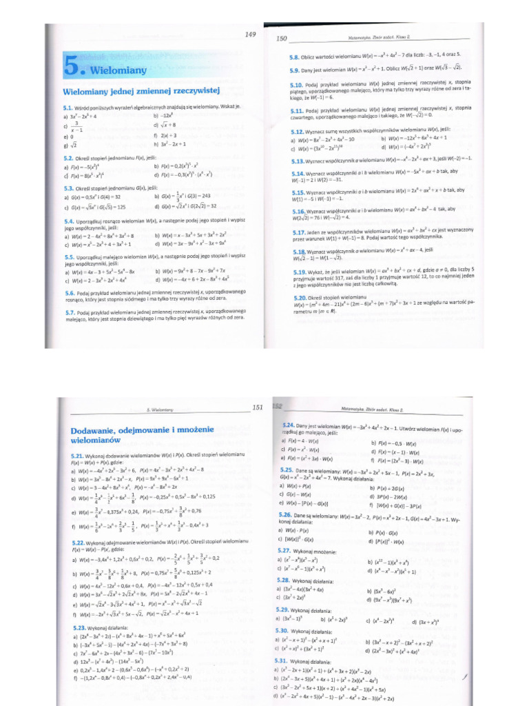 Zbiór Zadań Pazdro WIELOMIANY | PDF