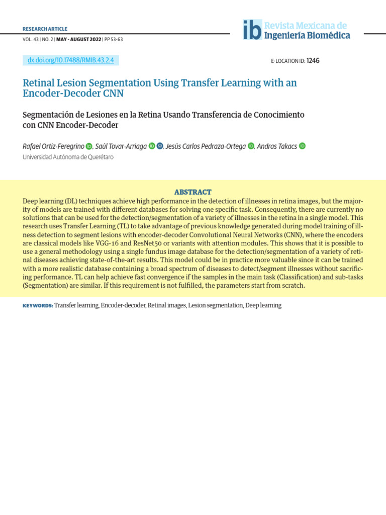 2395 9126 Rmib 43 02 1246 | PDF | Image Segmentation | Retina