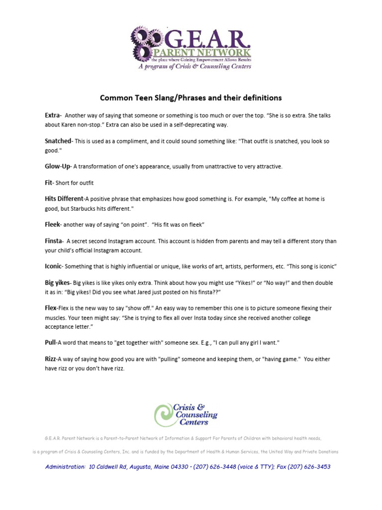 167611fa Cc99 46de Ba11 Ac5a35da19fb CommonTeenSlangupdated | PDF