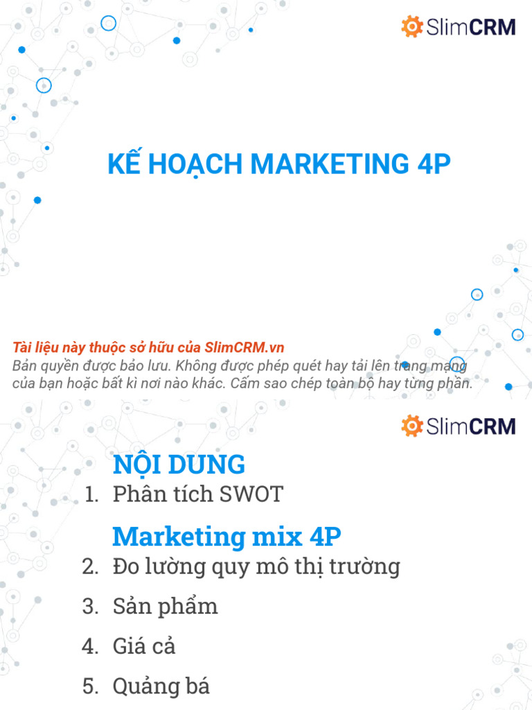 Slimcrm Ke Hoach Marketing Tong The 4p | PDF