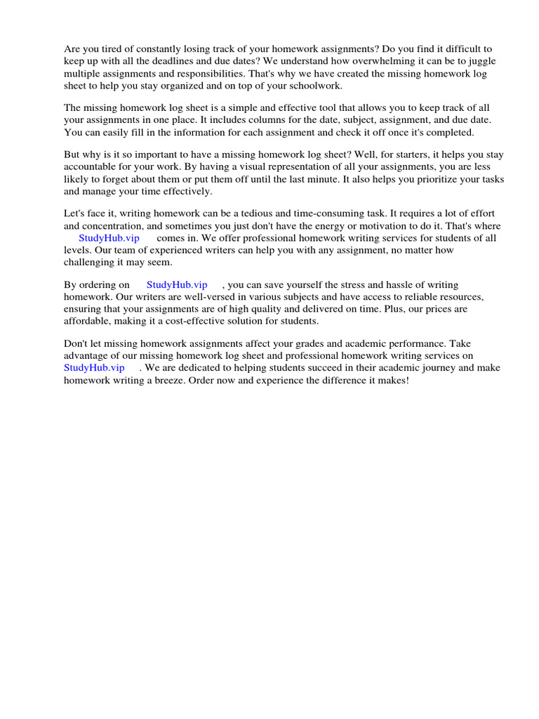 Missing Homework Log Sheet | PDF | Safari (Web Browser) | Homework
