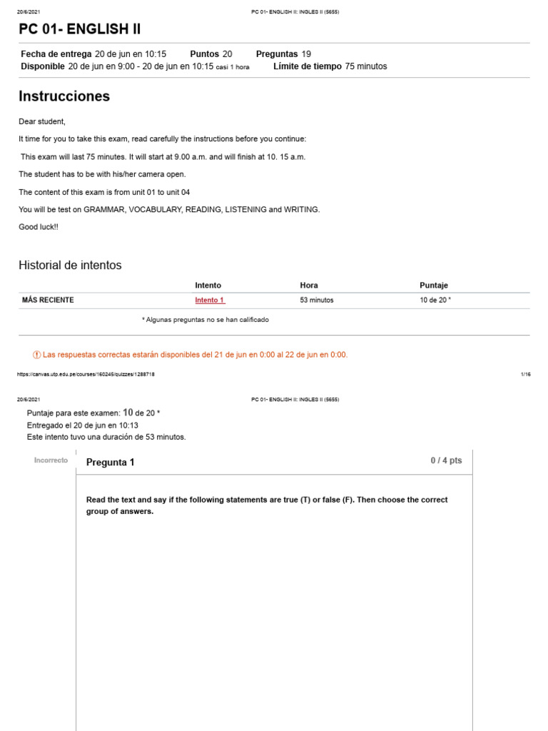 PC 01 - English Ii - Ingles II (5655) | PDF | Cuisine