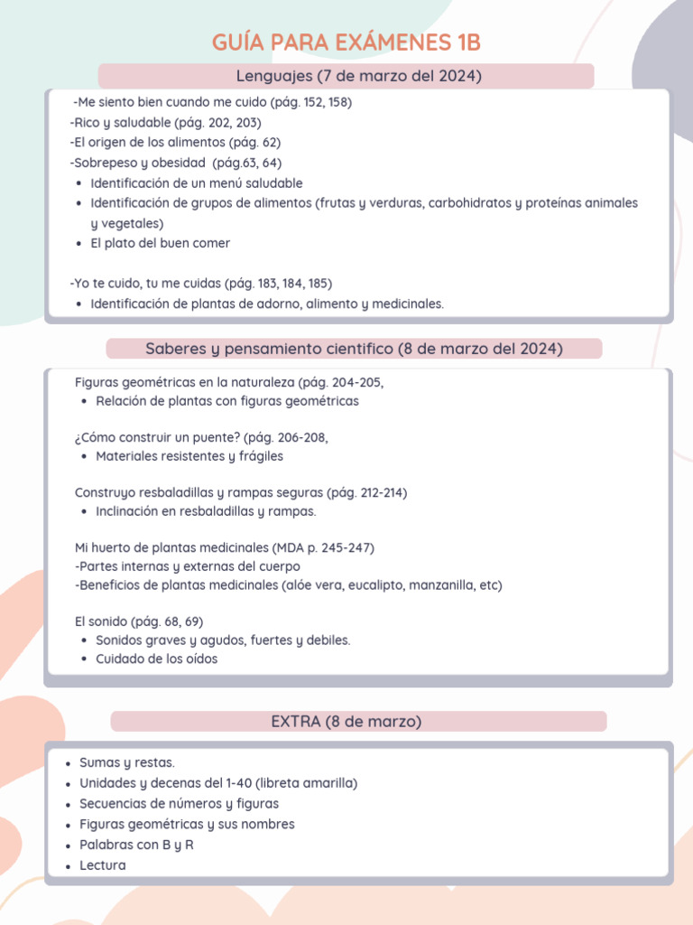 GUíA PARA EXÁMENES 1b | PDF | Ciencia y matemáticas