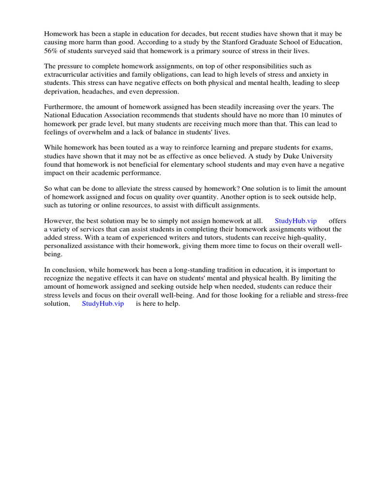 Homework Causes Stress Studies | PDF | Stress (Biology) | Homework