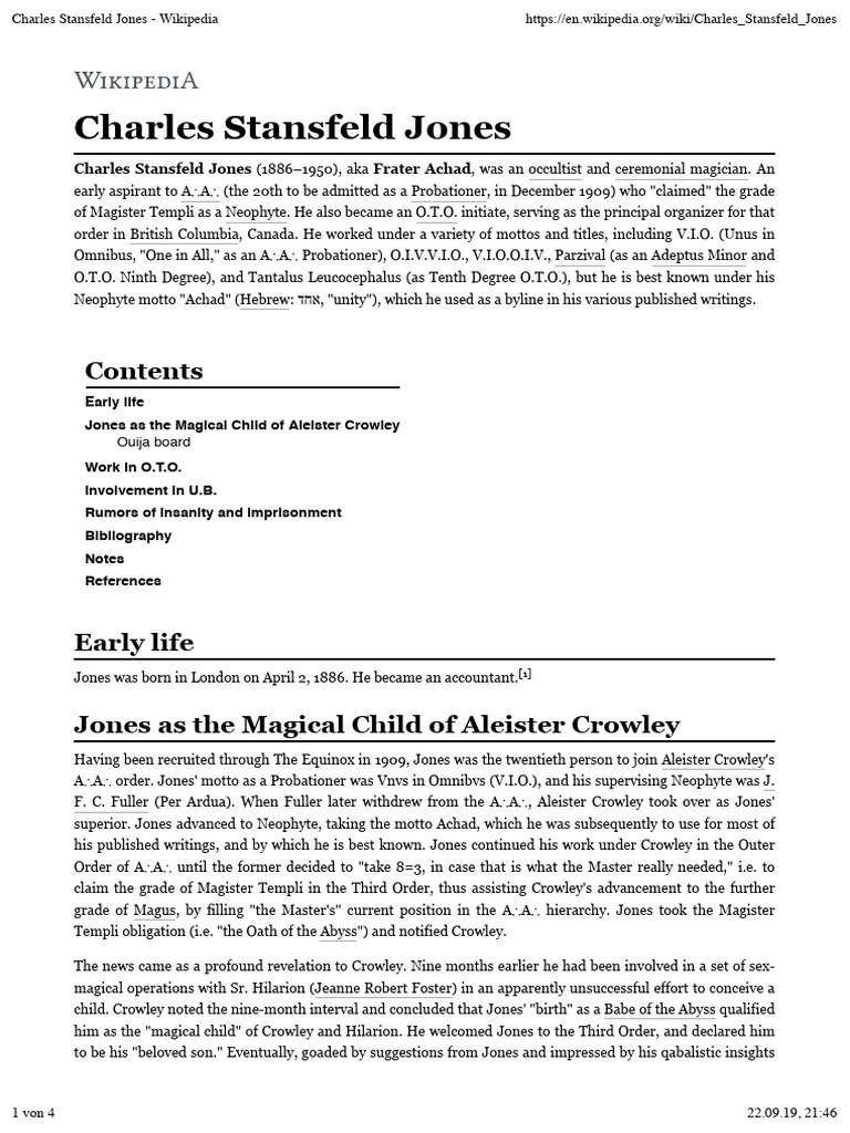 Charles Stansfeld Jones - Wikipedia | PDF | Ceremonial Magic | Occult