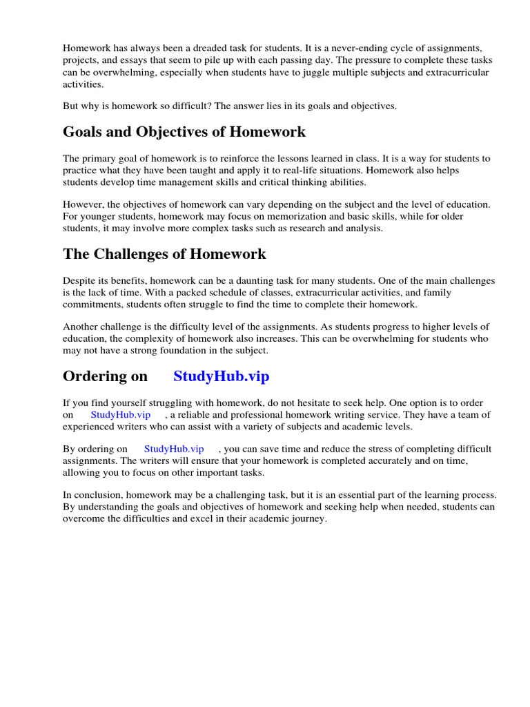 Homework Goals and Objectives | PDF | Goal | Goal Setting