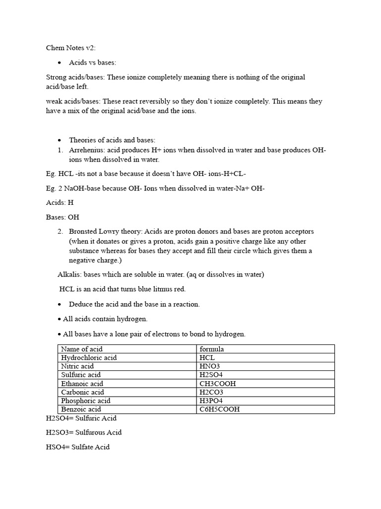 Chem Notes v2 | PDF | Acid | Ion Chem Notes v2 | PDF | Acid | Ion