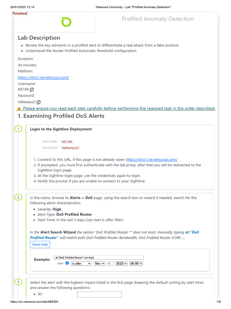 Netscout University - Lab - Router Profiled Automatic Threshold Configuration | PDF | Denial Of ...